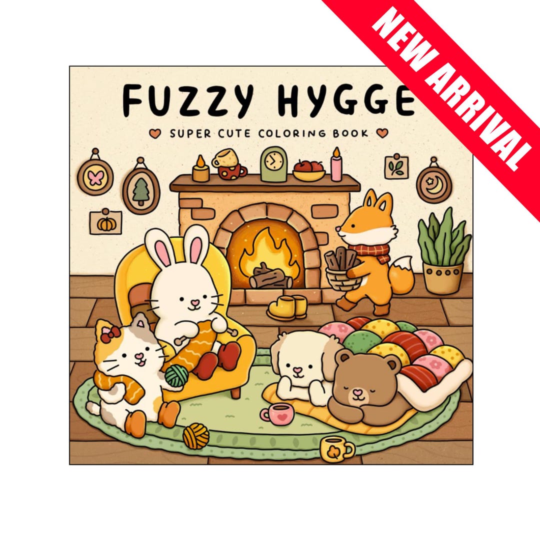 Fuzzy Hygge Cute and Cozy, Coloring Book Pages for Adults & Teens ...