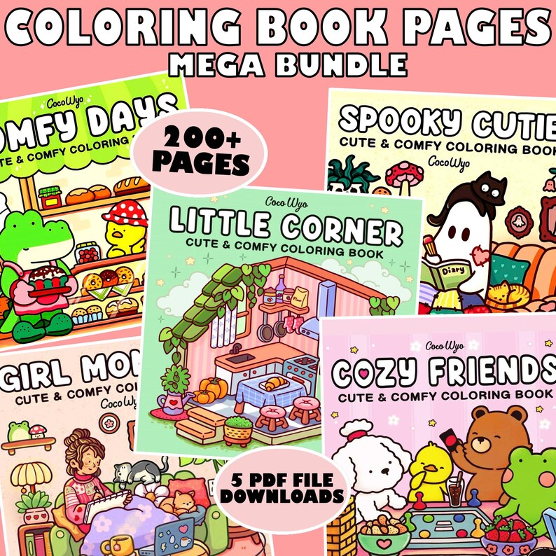 5 Coloring Book Bundle, Coco Wyo Bold-easy Girl Moments, Little Corners ...
