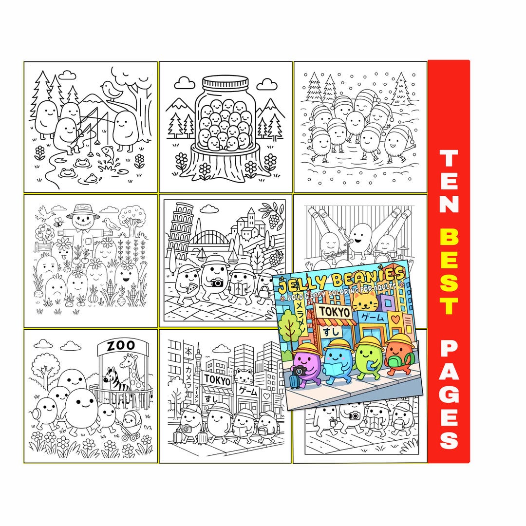 Jellybeans | Cute & Cozy Adult Coloring Pages | Adorable Jellybean ...