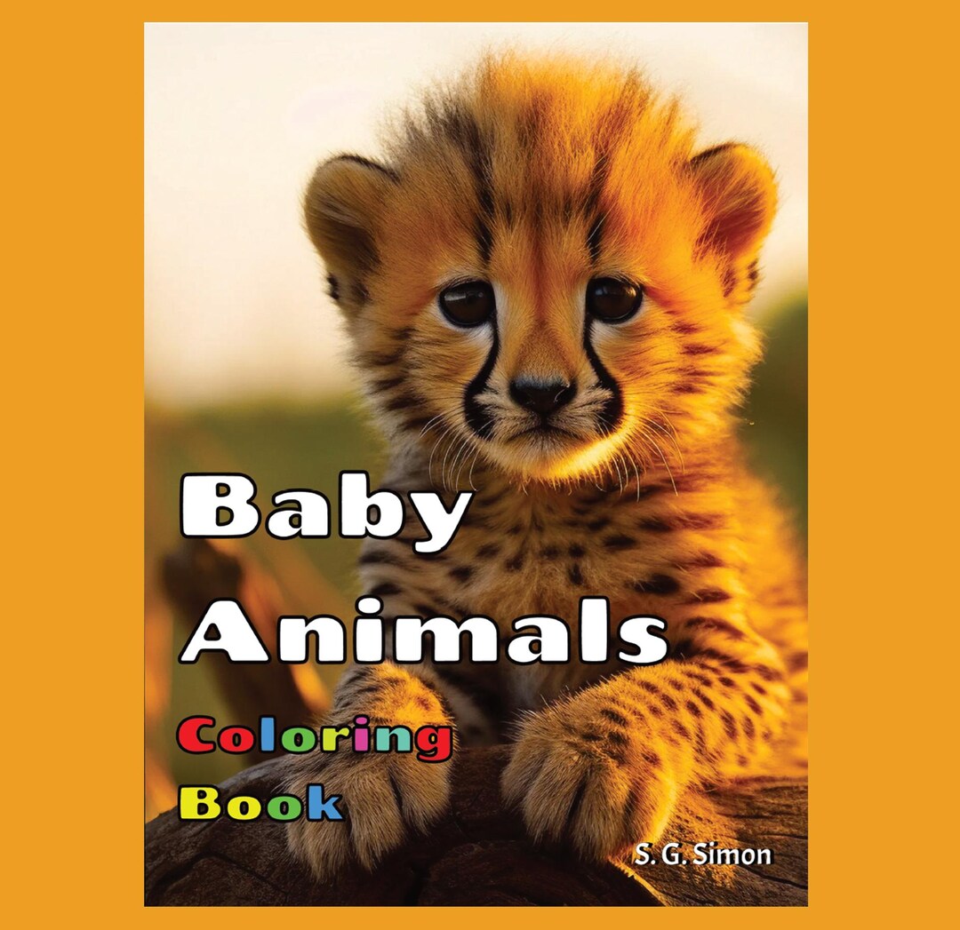 Baby Animals Coloring Book Pages for Children and Adults, Adorable Baby ...