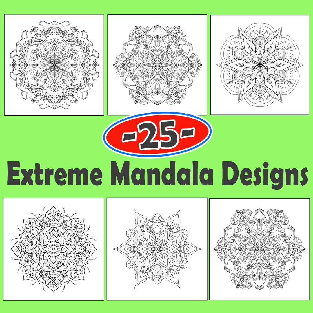 Extreme Mandala Designs Coloring Pages for Adults, Fine Art Designs ...