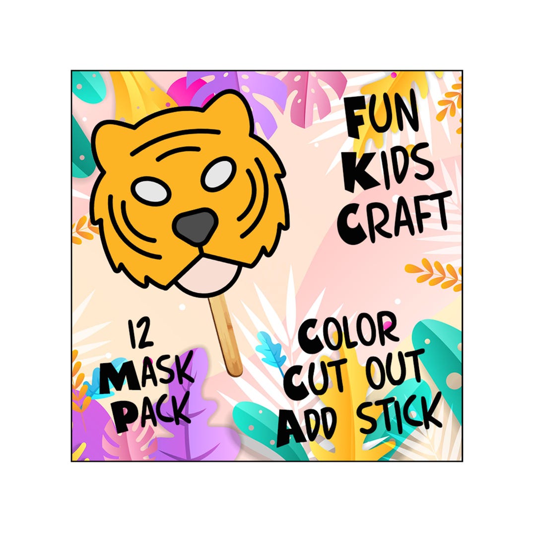 12 Fun Animal Masks Kids Coloring Activity, Color and Cut Out, Great ...