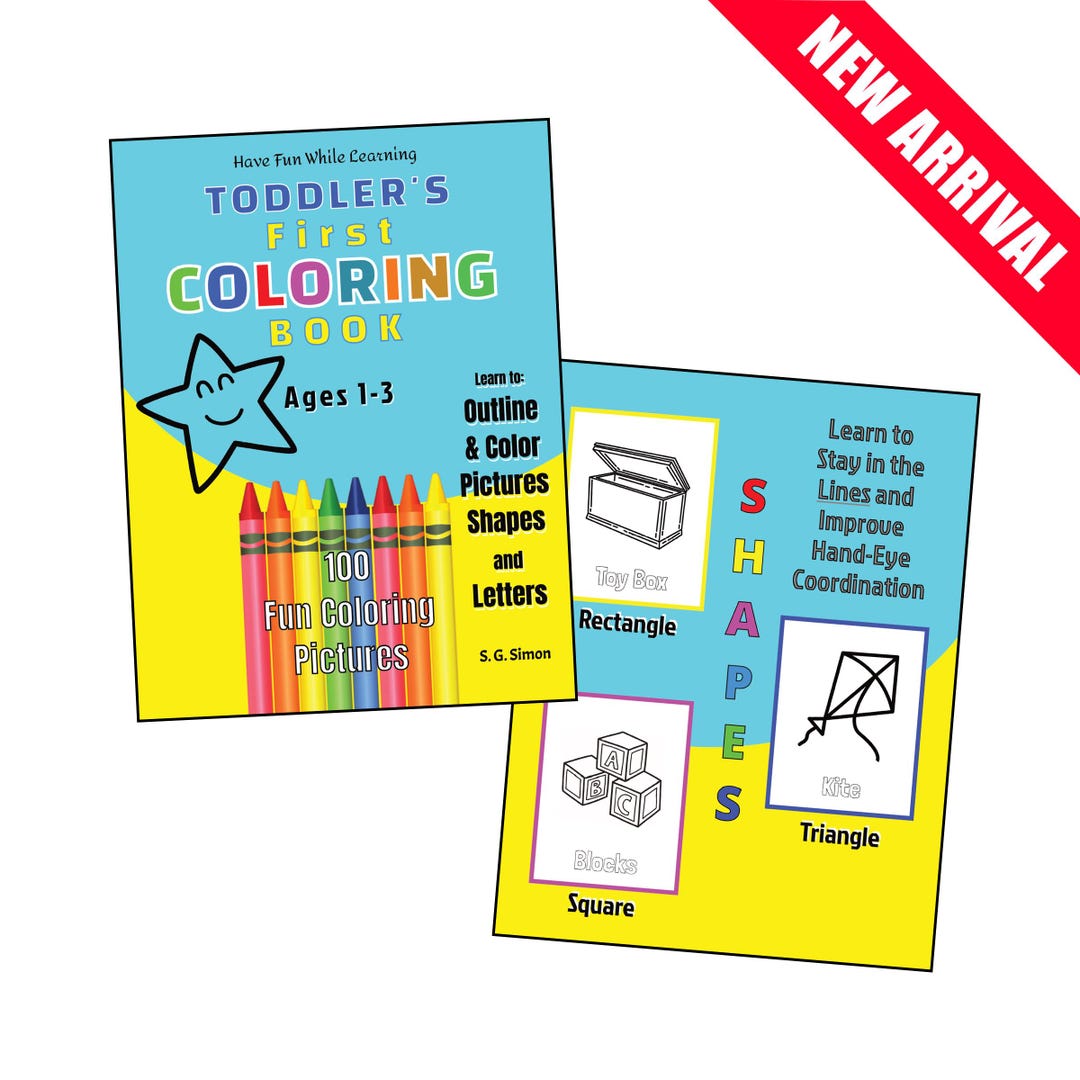 Toddler's First Coloring Book Pages, Ages 1-3, 100 Fun Coloring ...