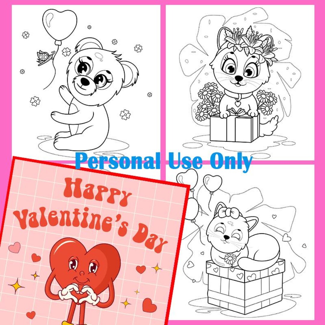 10 Valentine Coloring Pages Collection 2, Exciting Fun Activity for ...