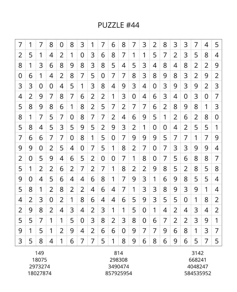 Number Search, Large Print for Adults: 100 Large Puzzles & Solutions ...