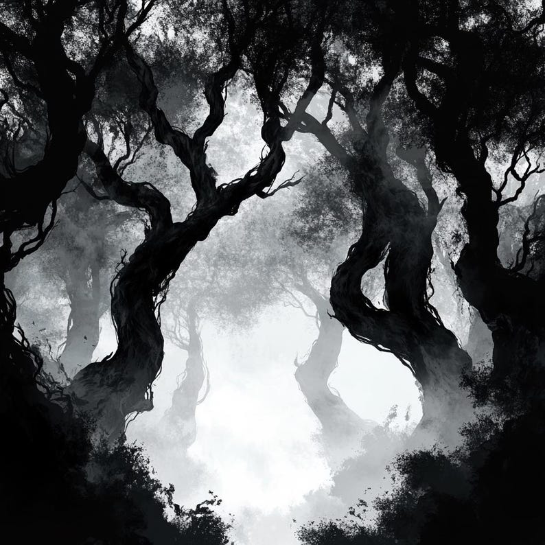 24 Spooky Dark Forest Clipart, Woods Silhouette, Digital Download, DIY ...