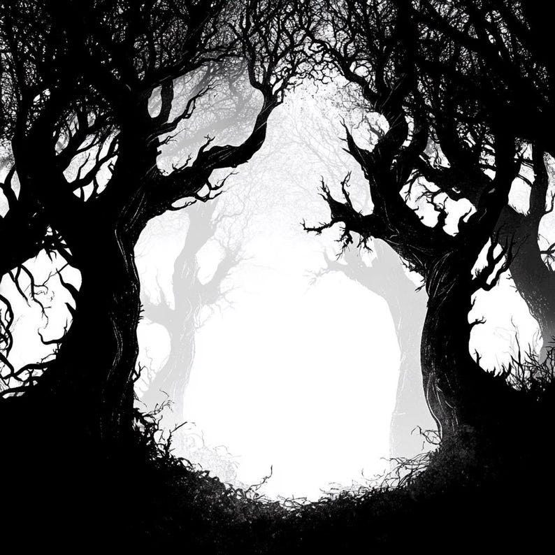 24 Spooky Dark Forest Clipart, Woods Silhouette, Digital Download, DIY ...