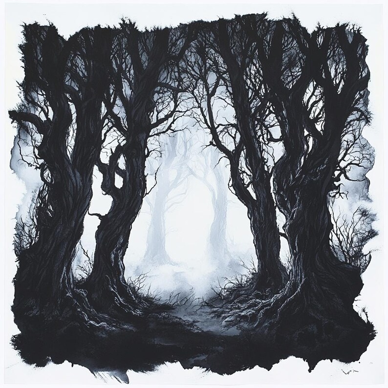 24 Spooky Dark Forest Clipart, Woods Silhouette, Digital Download, DIY ...
