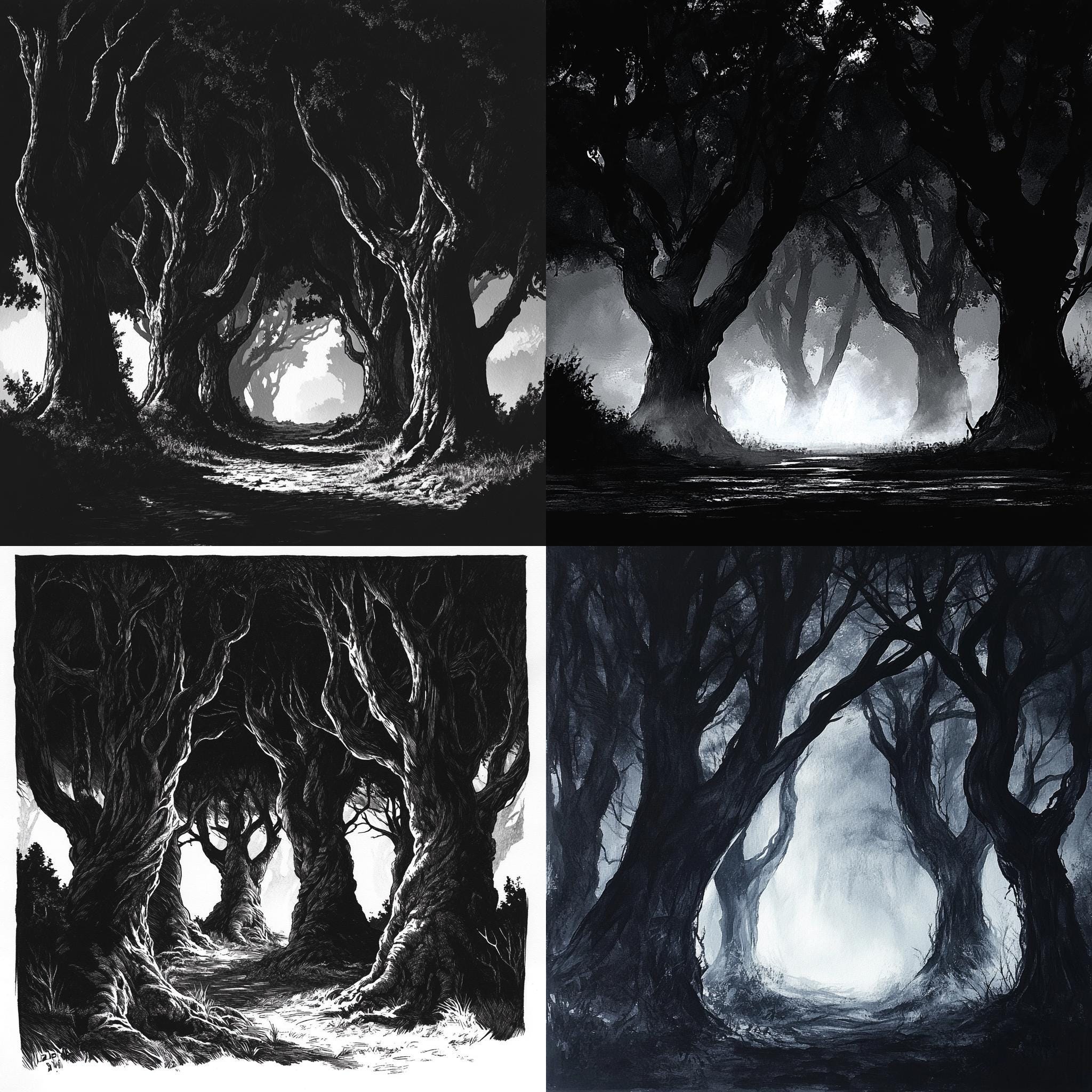 24 Spooky Dark Forest Clipart, Woods Silhouette, Digital Download, DIY ...