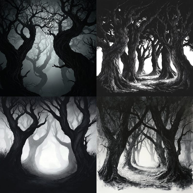 24 Spooky Dark Forest Clipart, Woods Silhouette, Digital Download, DIY ...
