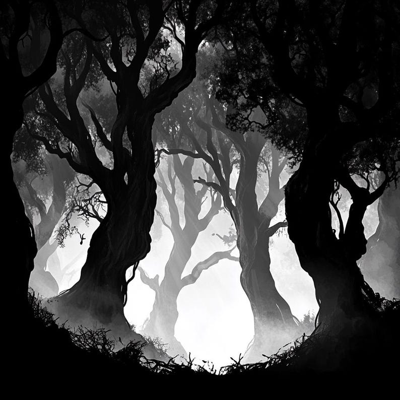 24 Spooky Dark Forest Clipart, Woods Silhouette, Digital Download, DIY ...