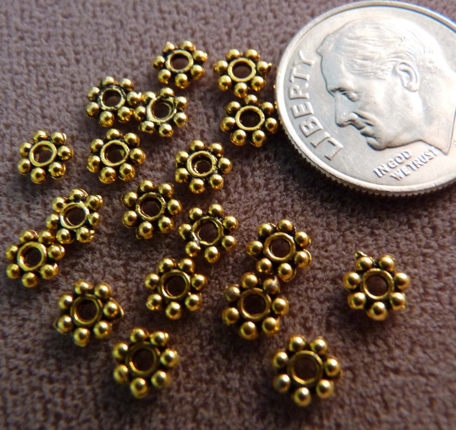 Gold Spacers Daisy Spacers 100 4mm Gold Findings Gold Beads Gold ...
