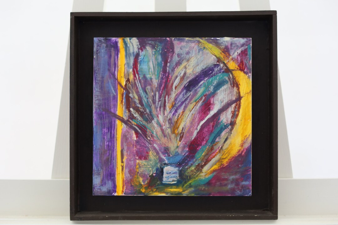 Painting Encaustic Floral Fountain Edith Rae Brown Original Framed ...