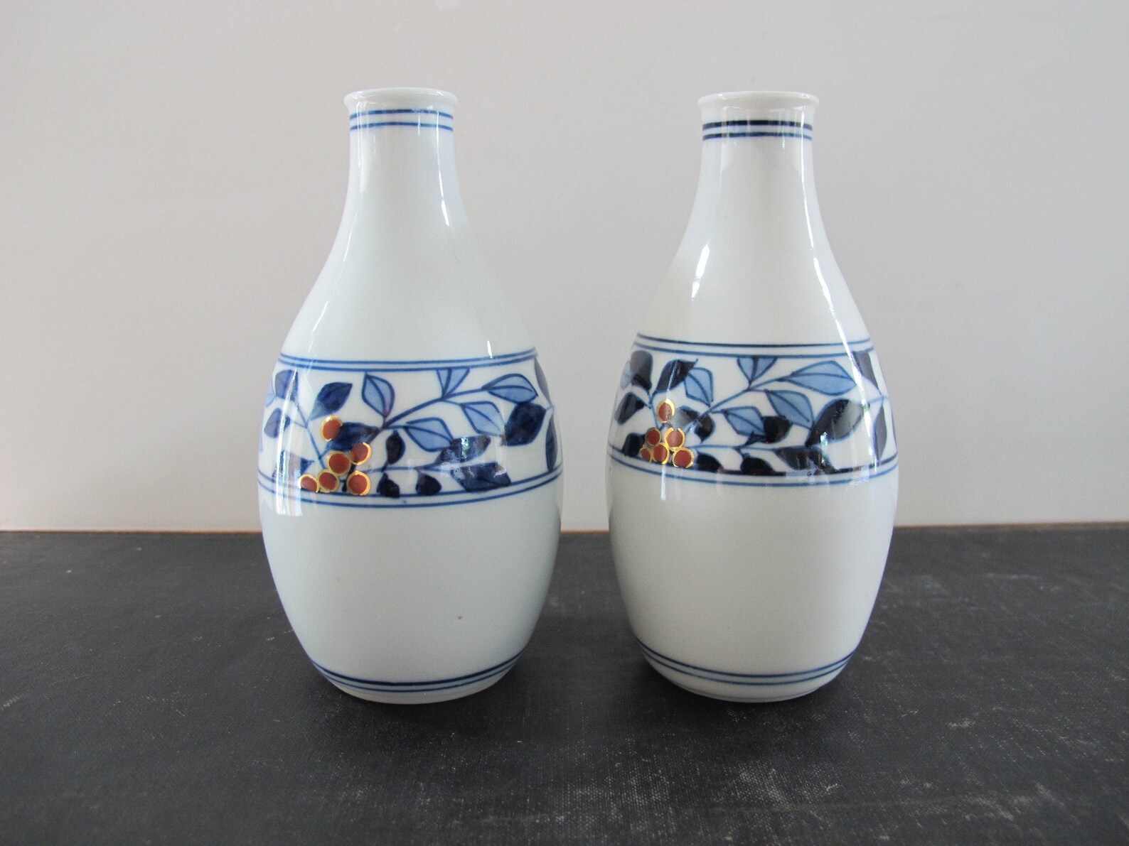 Pair Vases Chinese Four Character Mark Blue and White Entirely ...