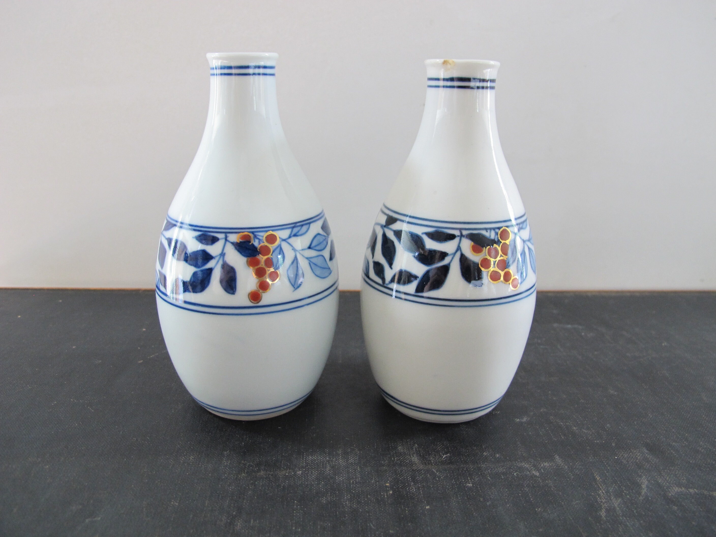 Pair Vases Chinese Four Character Mark Blue and White Entirely ...
