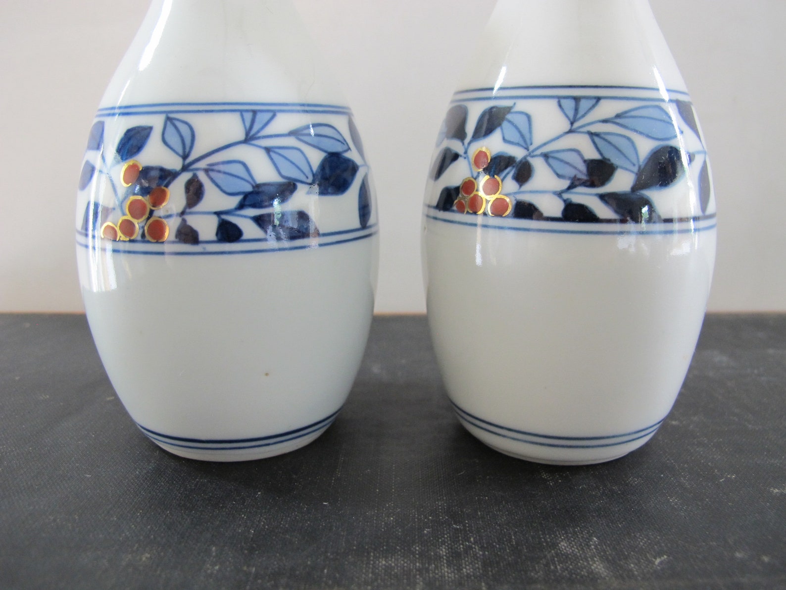 Pair Vases Chinese Four Character Mark Blue and White Entirely ...