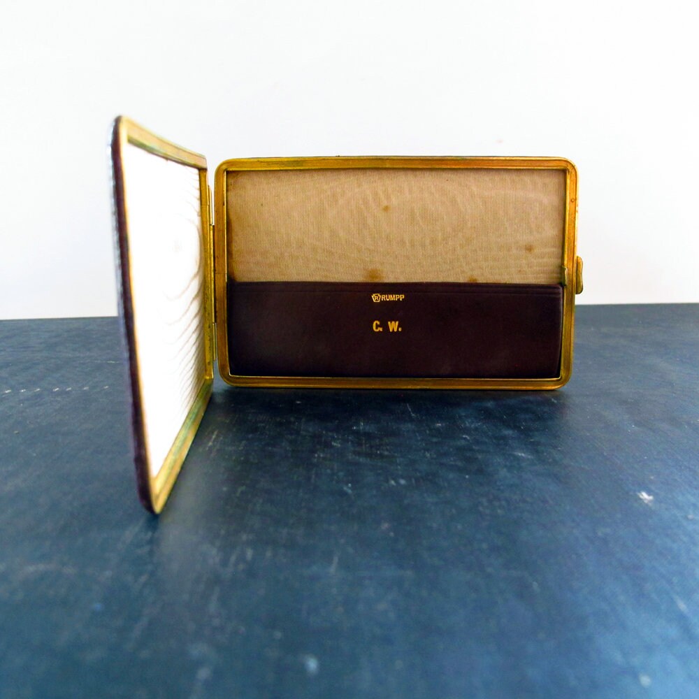 Case Wallet 1930s Rumpp Leather Brass Mechanism Monogrammed CW Interior ...