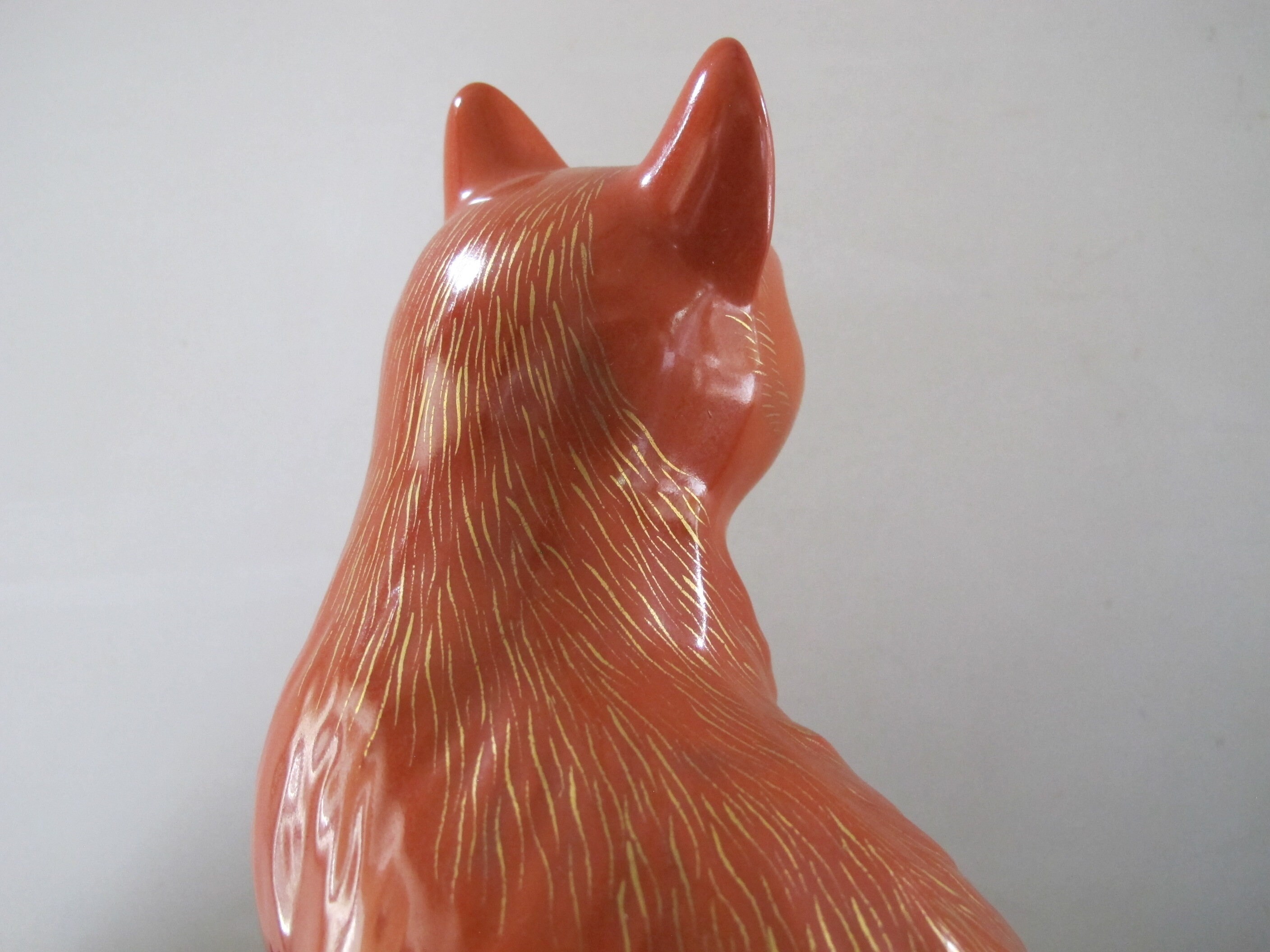 Galle Style Cat in Scarlet Red and Gold Reproduction of 1880s Original ...
