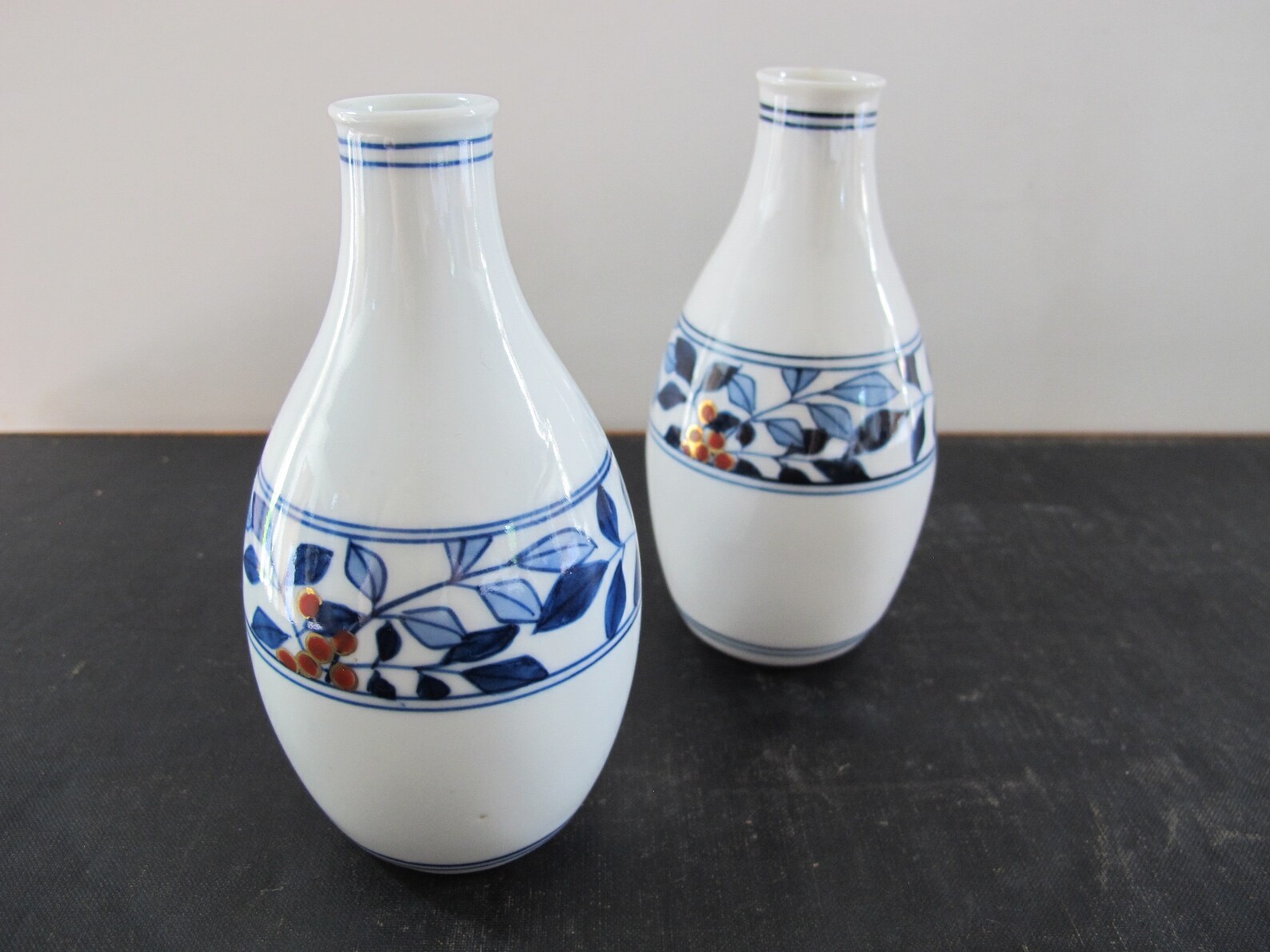 Pair Vases Chinese Four Character Mark Blue and White Entirely ...