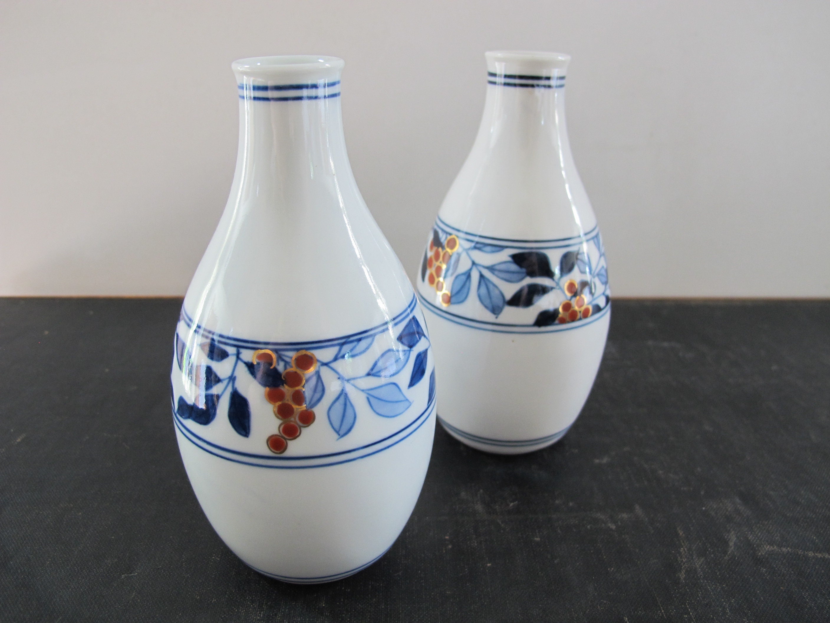 Pair Vases Chinese Four Character Mark Blue and White Entirely ...