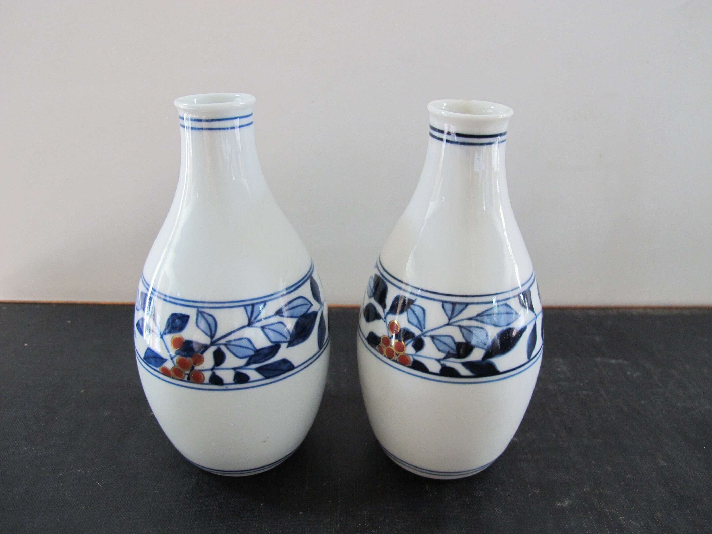 Pair Vases Chinese Four Character Mark Blue and White Entirely ...
