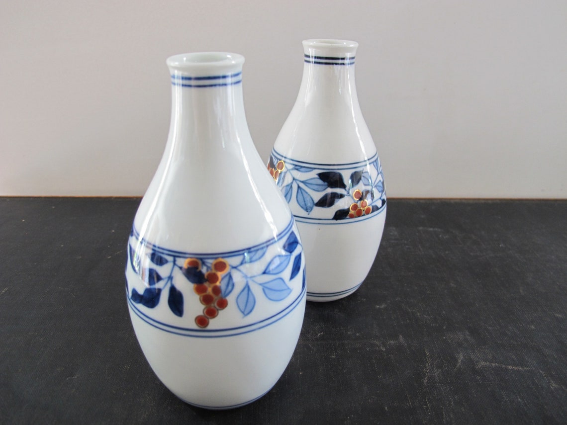 Pair Vases Chinese Four Character Mark Blue and White Entirely ...