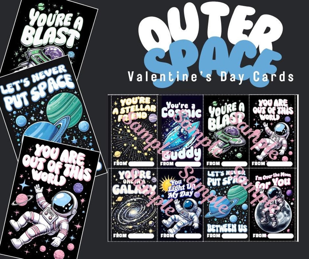 Outer Space Valentine's Day Cards, Valentine's Day Cards for Kids ...