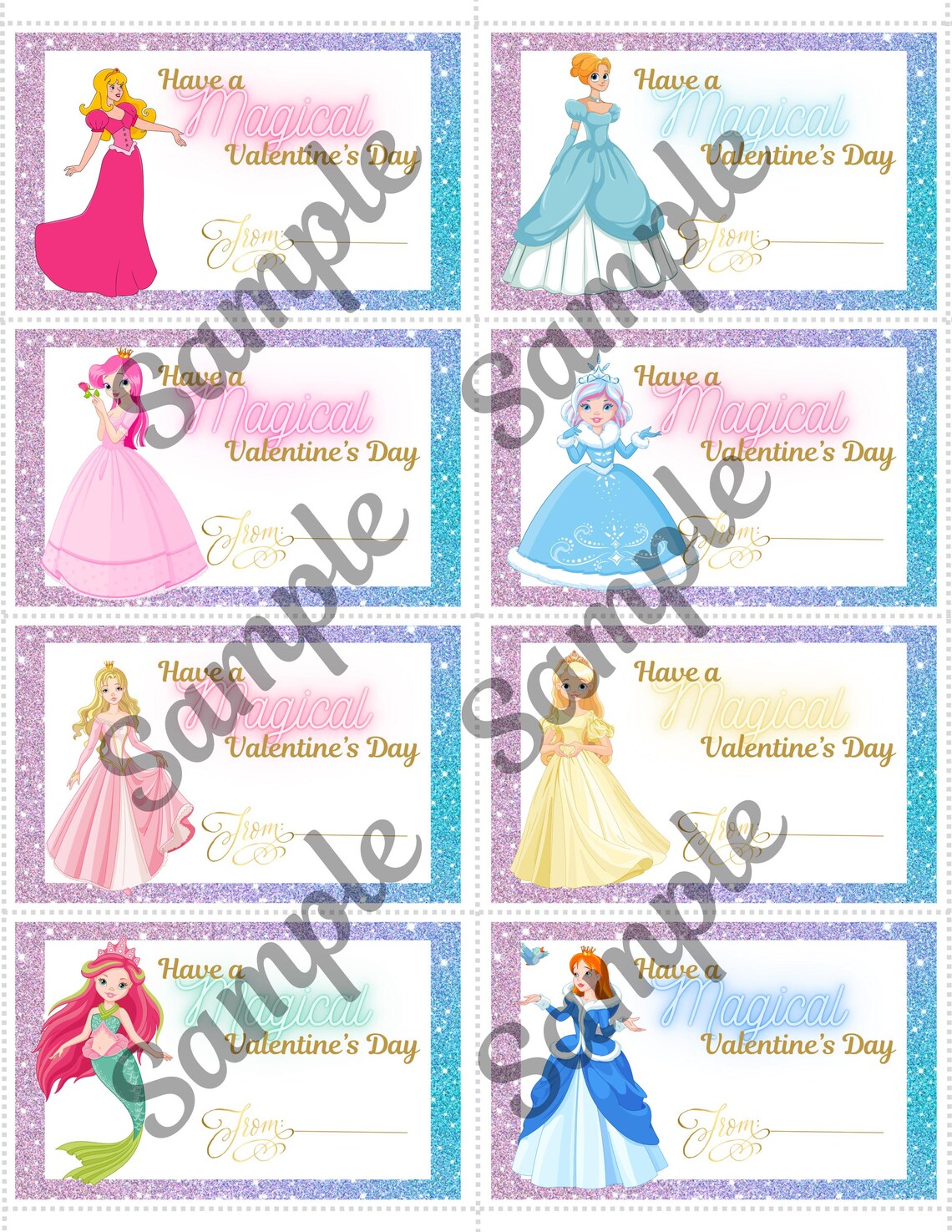 Princess Valentine's Day Cards, Valentine's Day Cards for Kids ...