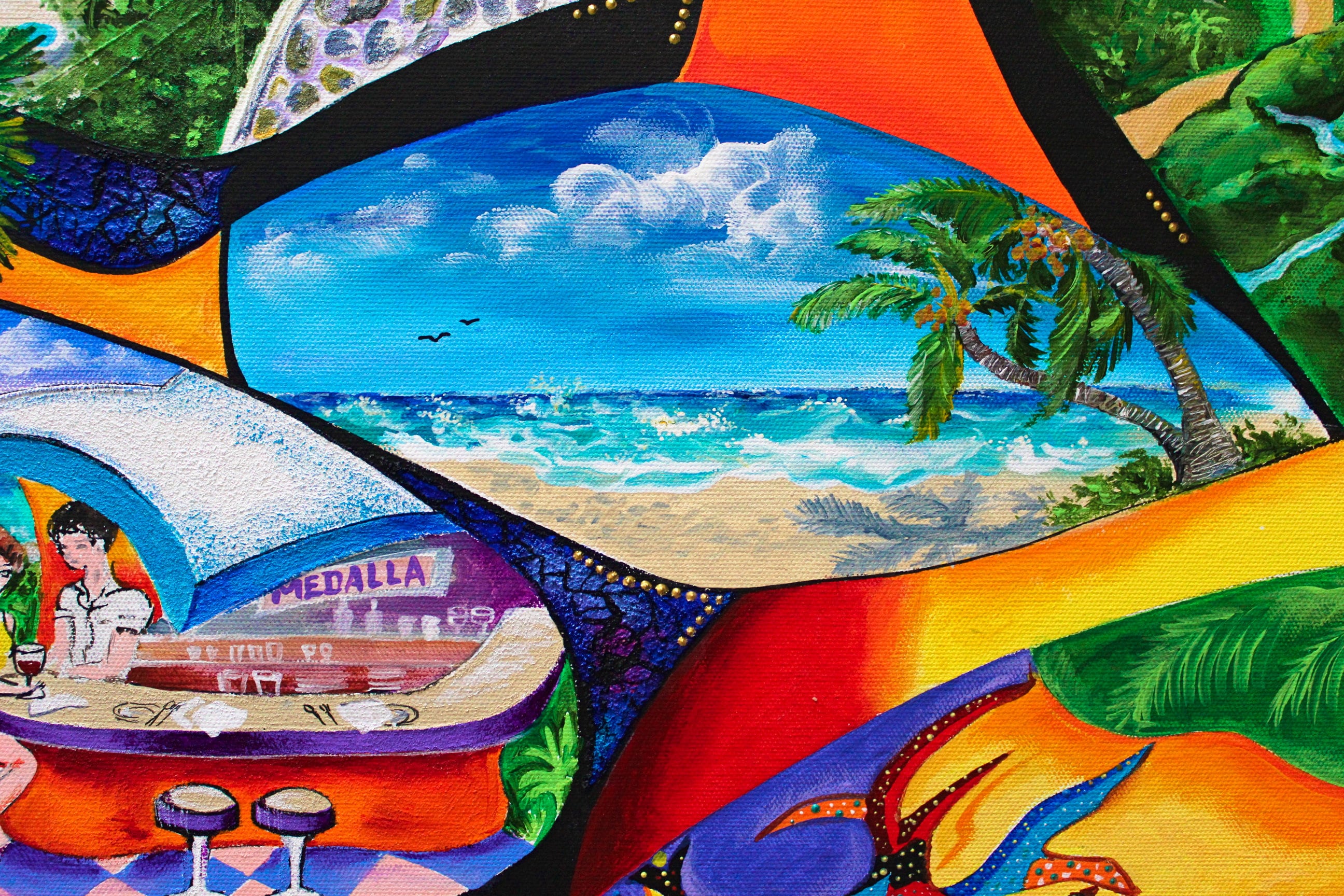 Isla Del Encanto - Puerto Rico Collage With Ocean & Mountains, Original ...