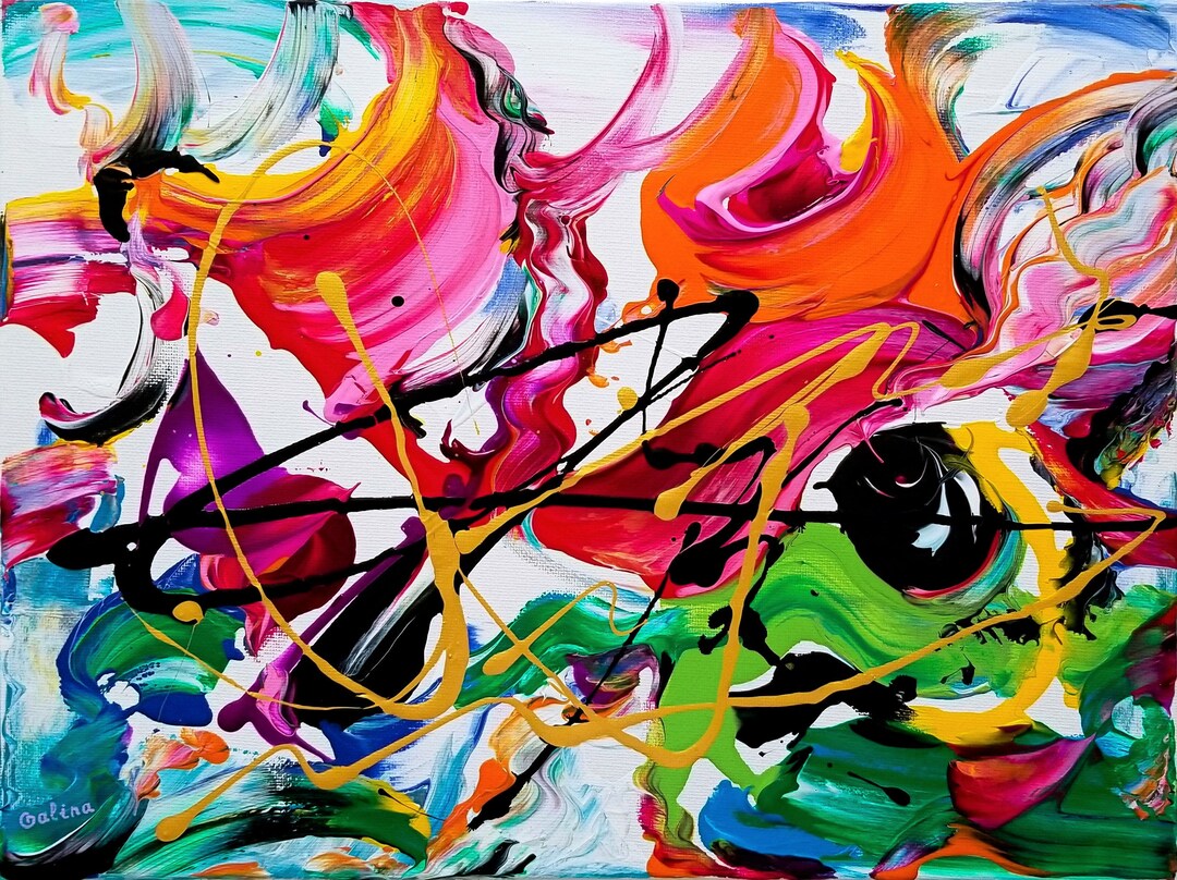 Interaction - Original Abstract Painting on Stretched Canvas ...