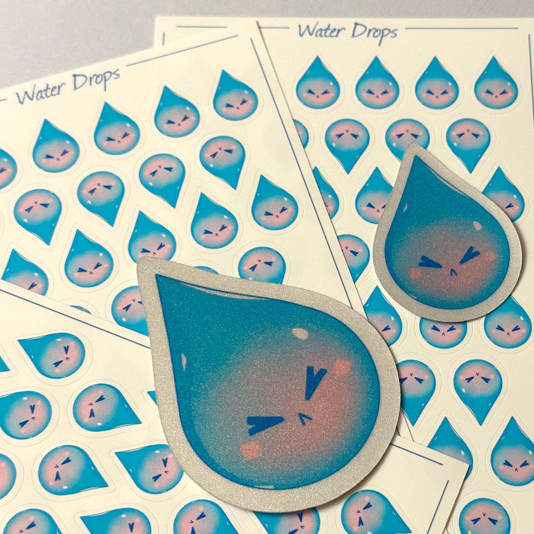 Water Drop Hydration Tracking Stickers, Fitness Tracker Planner ...