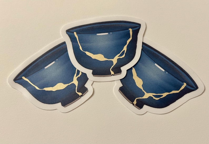 Kintsugi Sticker, Hand Embellished Metallic Gold on Matte Waterproof ...