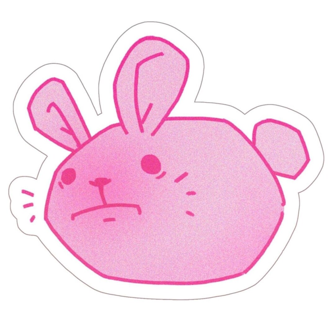 Pink Bunny Sticker, Anxiety Stickers, Rabbit Water Bottle Stickers for ...