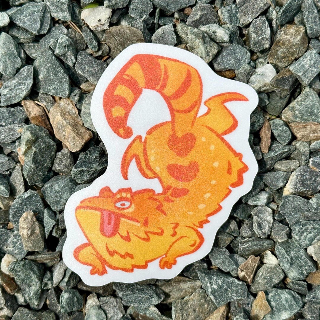 Bearded Dragon Sticker, Derpy Lizard Decal, Animal Art Illustration ...