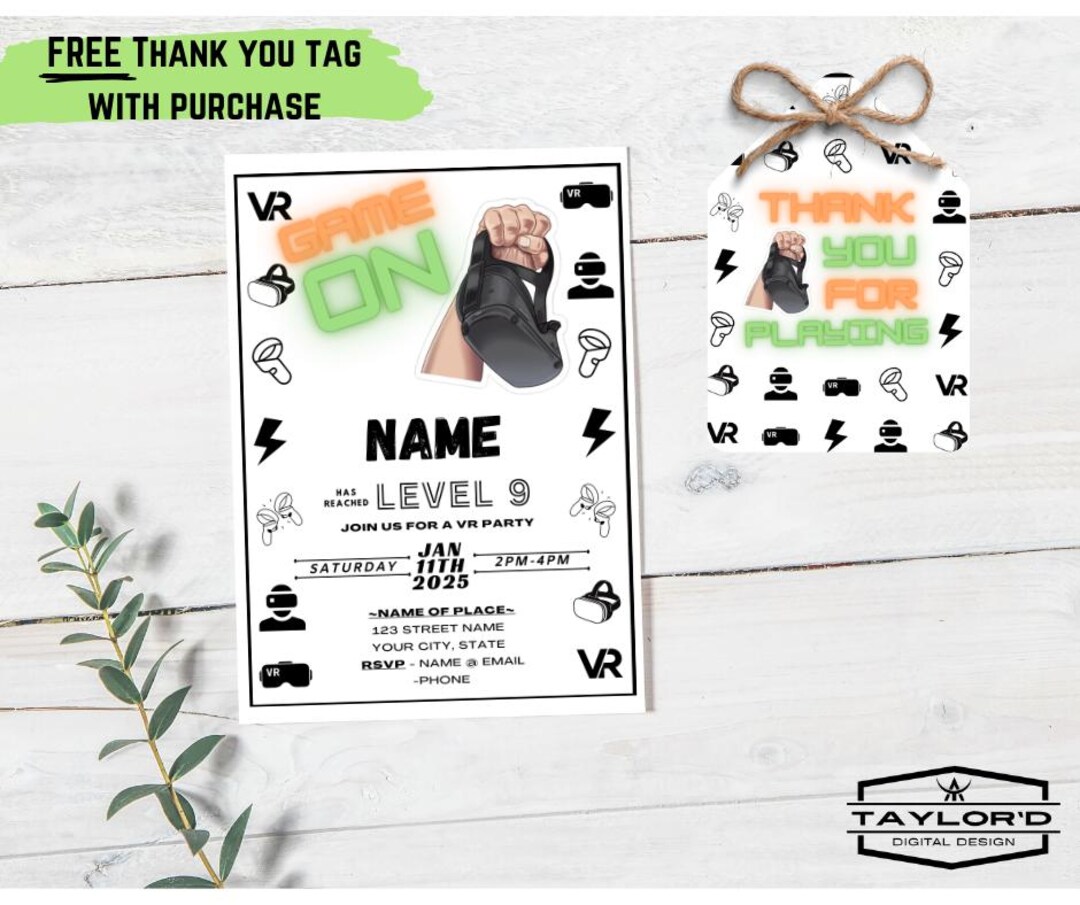 VR Birthday Invitation | Digital Download Invite | DIY Custom Party ...