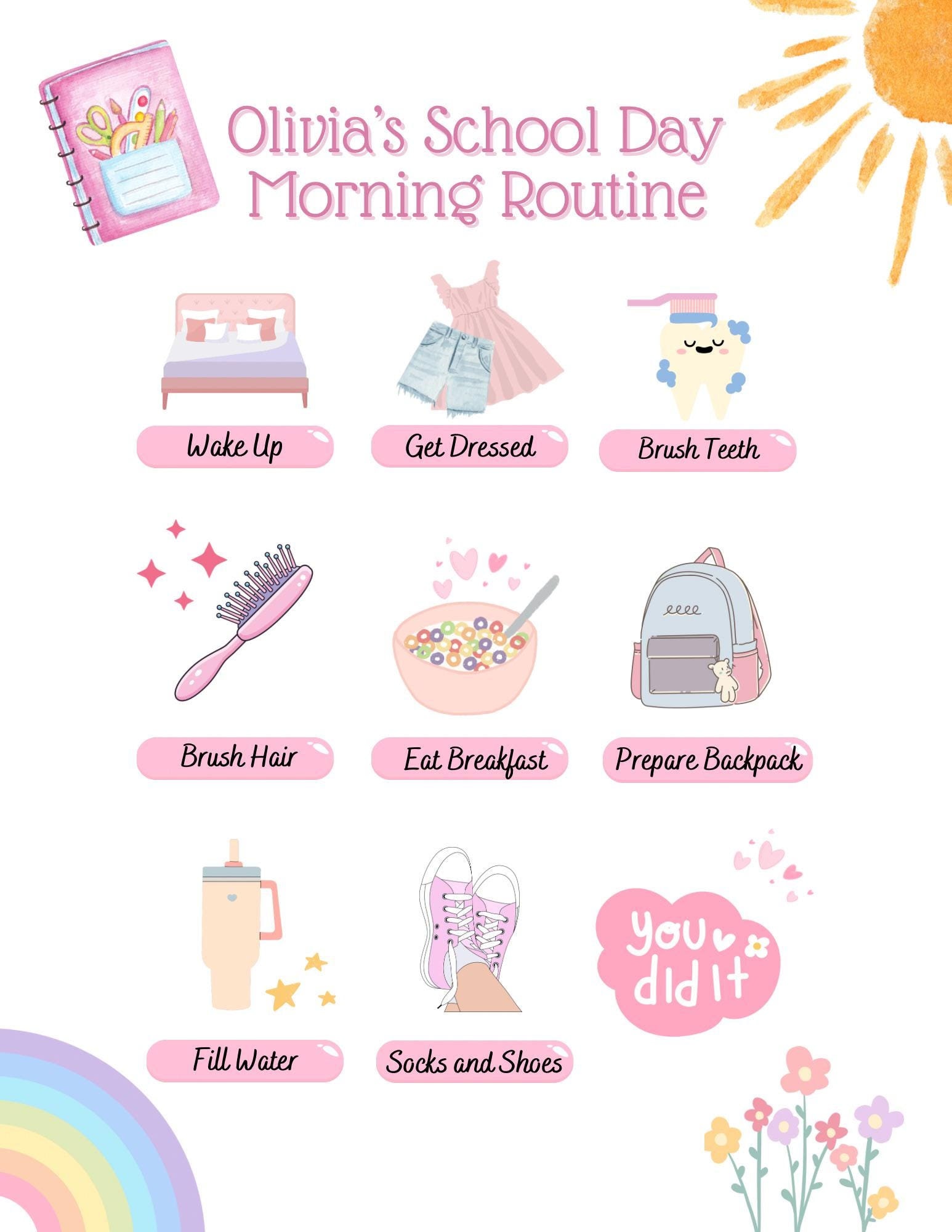 Girls Morning Routine - Visual Aid for Morning Routine During the ...