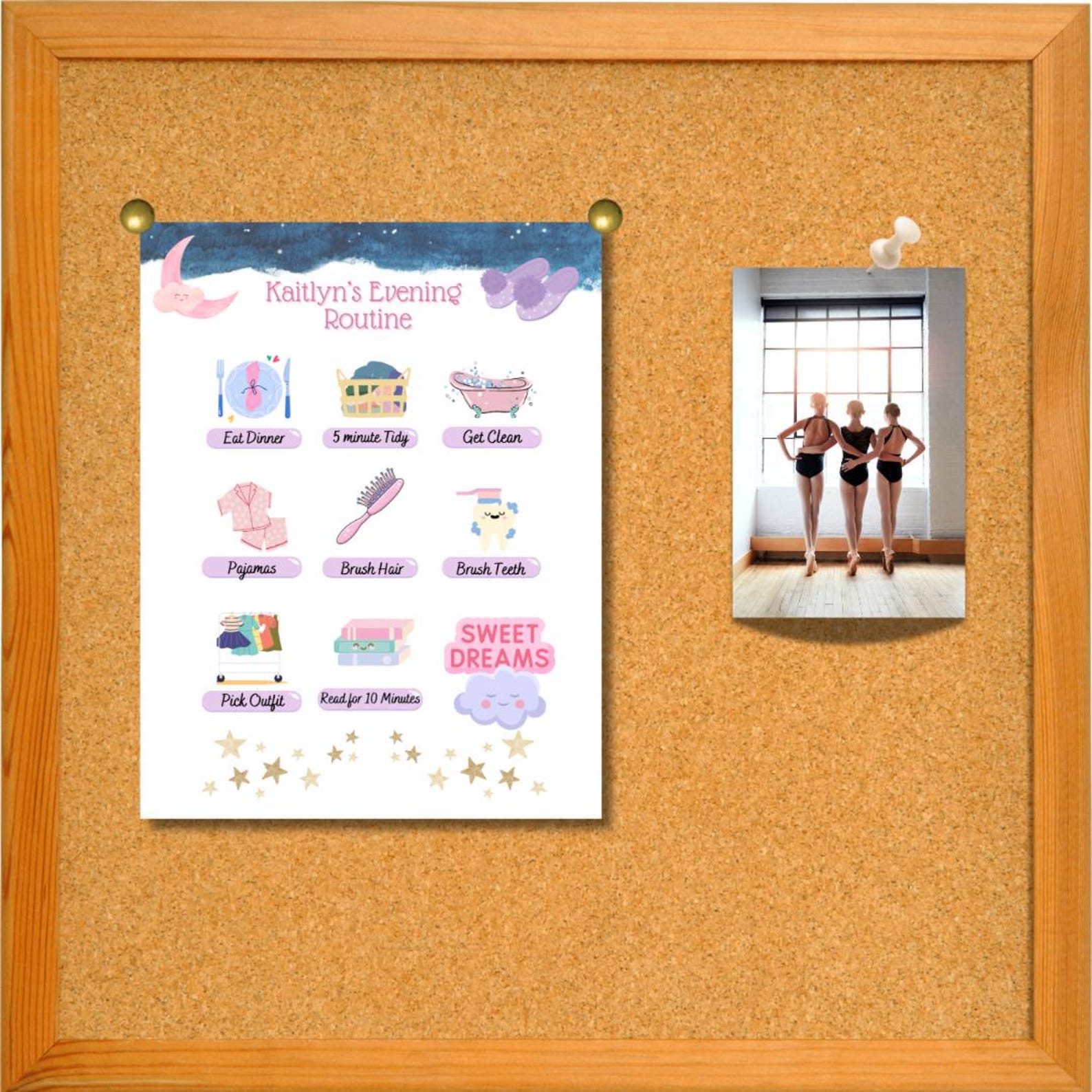 Girls Nighttime Routine Visual Chart - Etsy