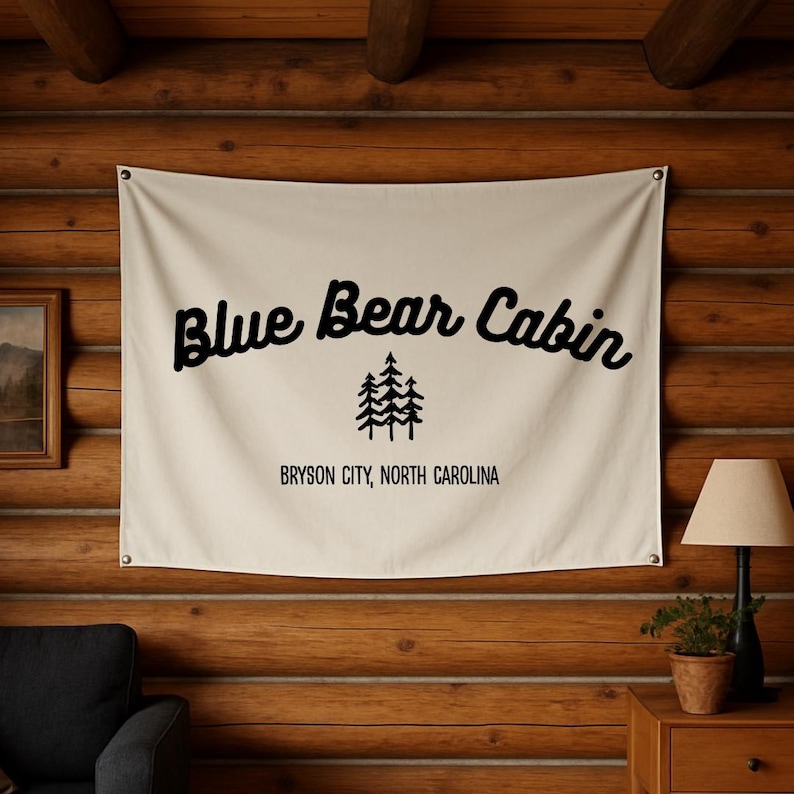Custom Cabin Flag - Personalized Home Flag - Airbnb Name Sign - Cottage ...