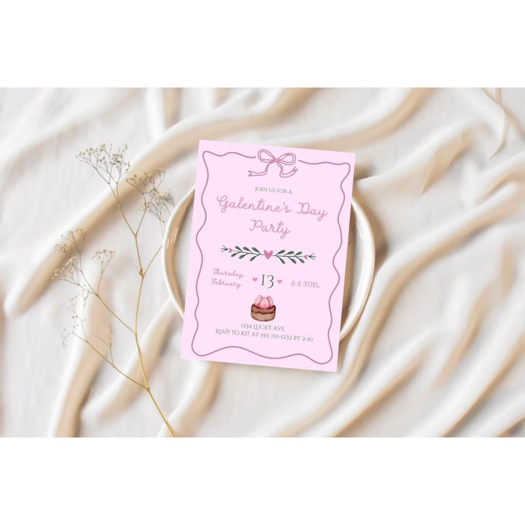 Pink Bow Invitation for Any Event- Custom Party Invitation - Fast ...