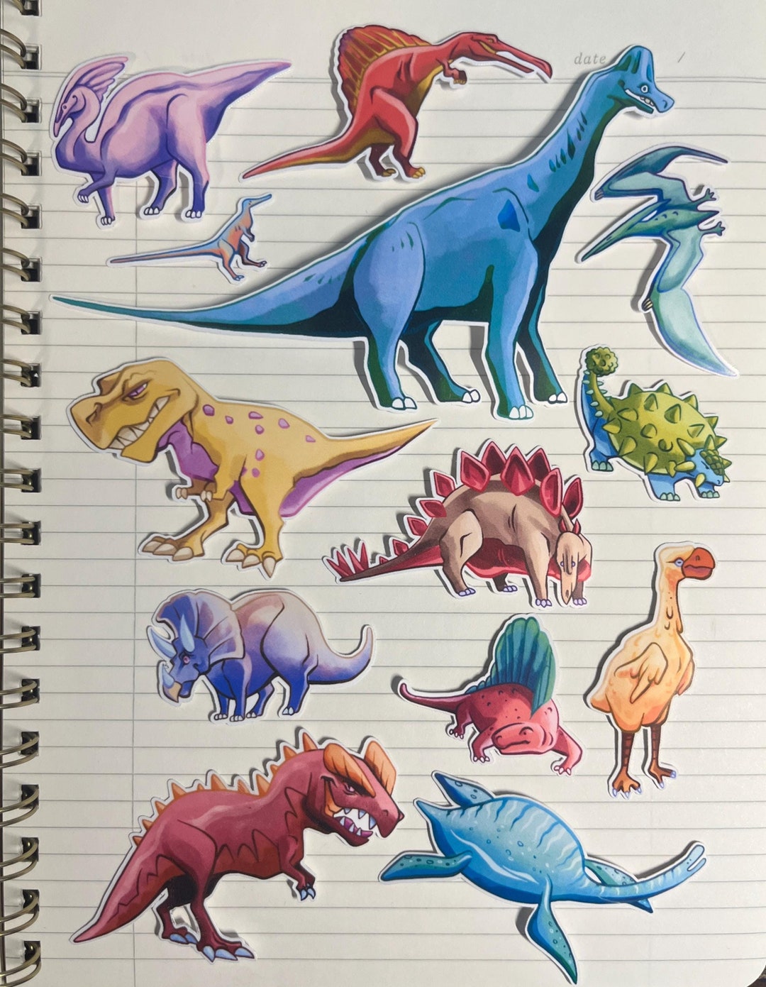 Dinosaur Sticker Set 13 Pieces T-rex, Plesiosaurus, Stegosaurus ...