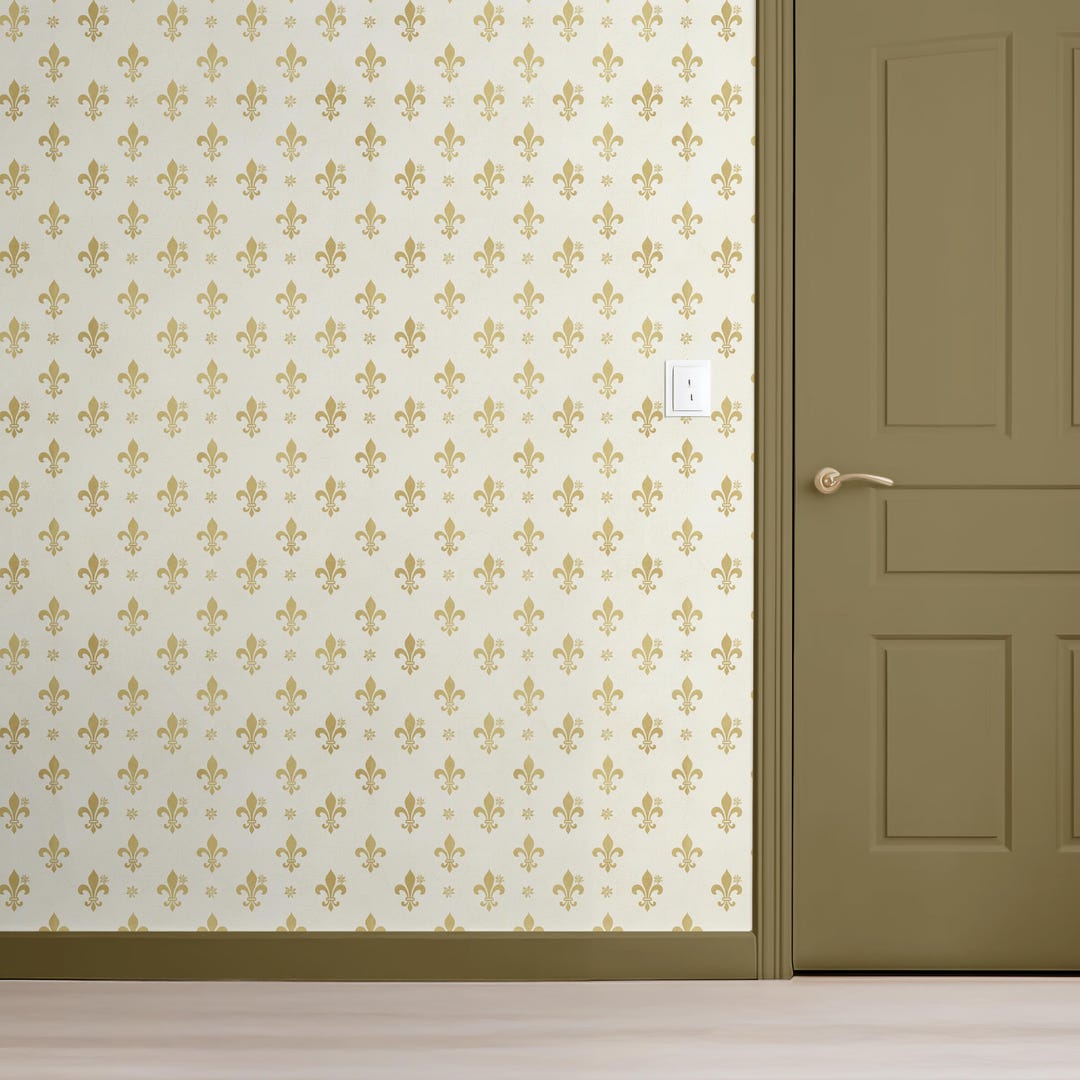 Fleur De Lis Wallpaper Gold Cream Elegant French Country Traditional ...