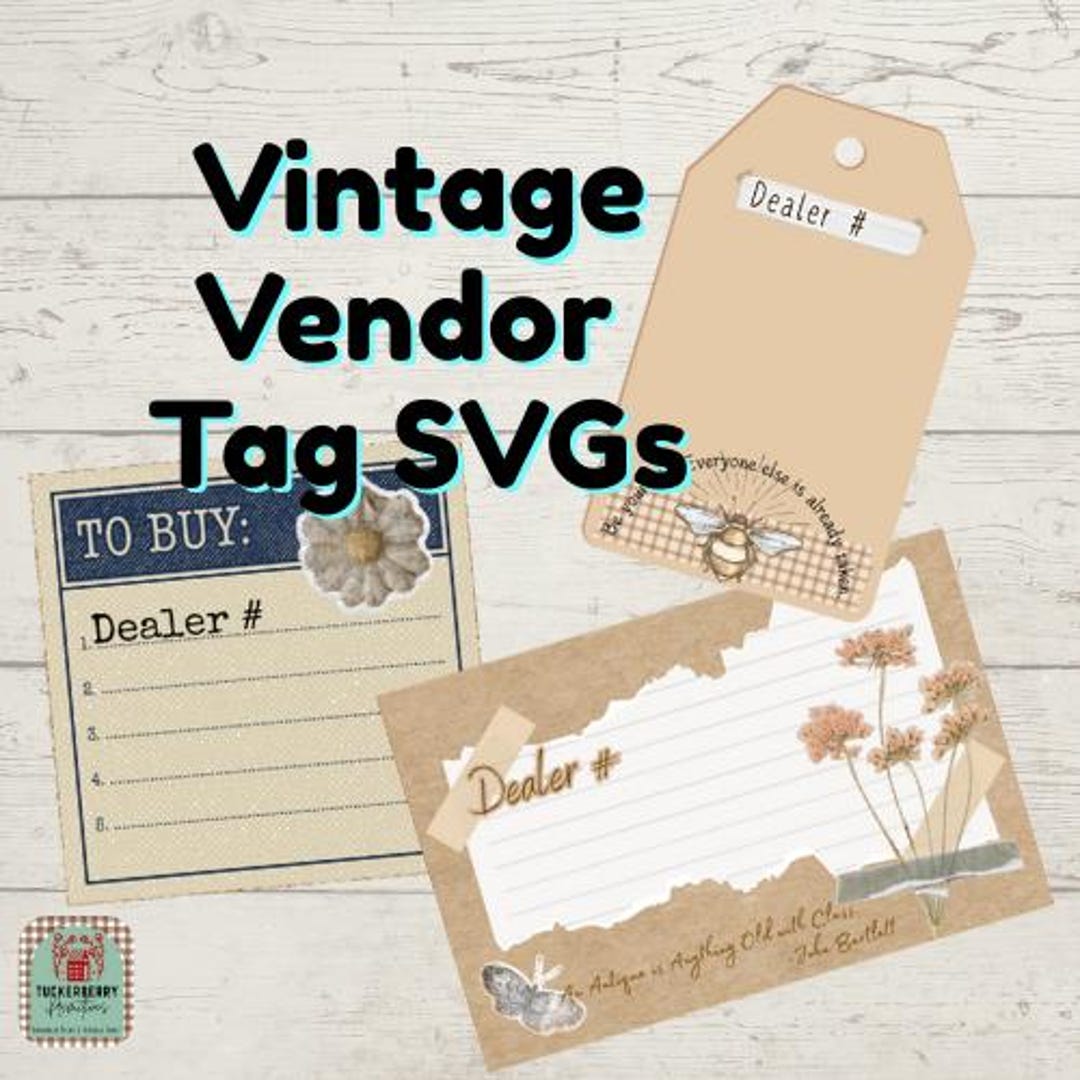SVG Dealer Booth Tags - Vintage Antique Collection - 3 SVG Files - Etsy