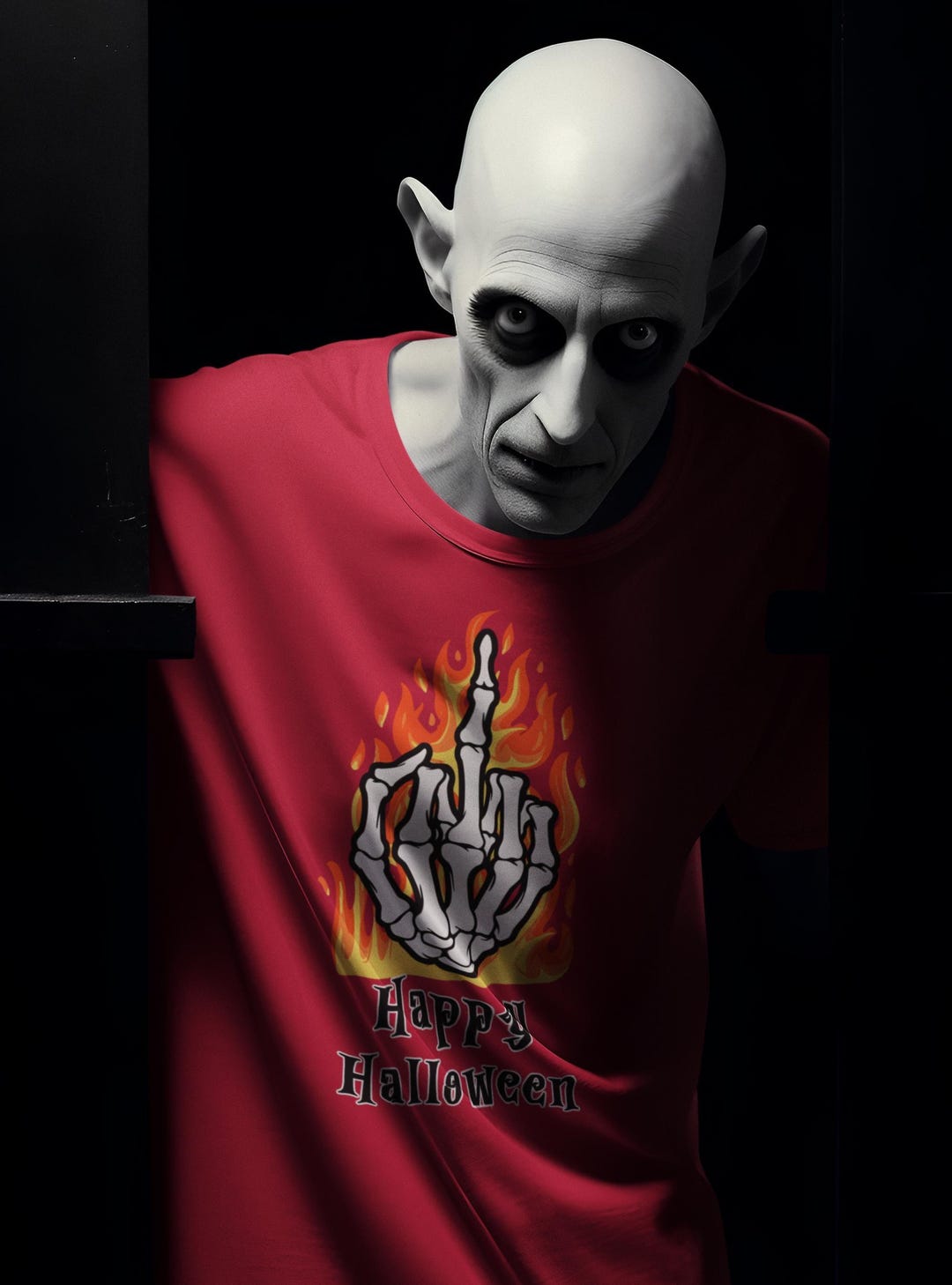 Happy Halloween - Skeleton Hand Flipping the Bird - Unisex Heavy Cotton ...