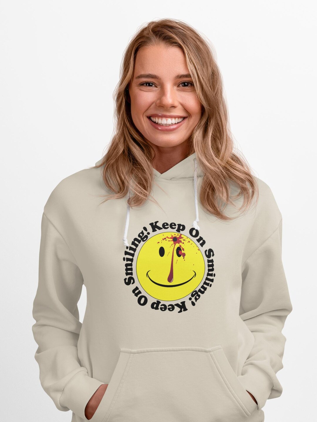 Smiley Face Bullet Wound "keep on Smiling" Hoodie | Punk Retro Graphic ...