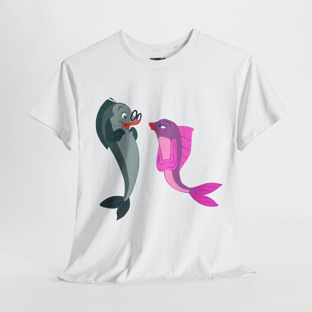 Mr Limpet and Ladyfish - Unisex Heavy Cotton Tee, Cute Retro Animation ...
