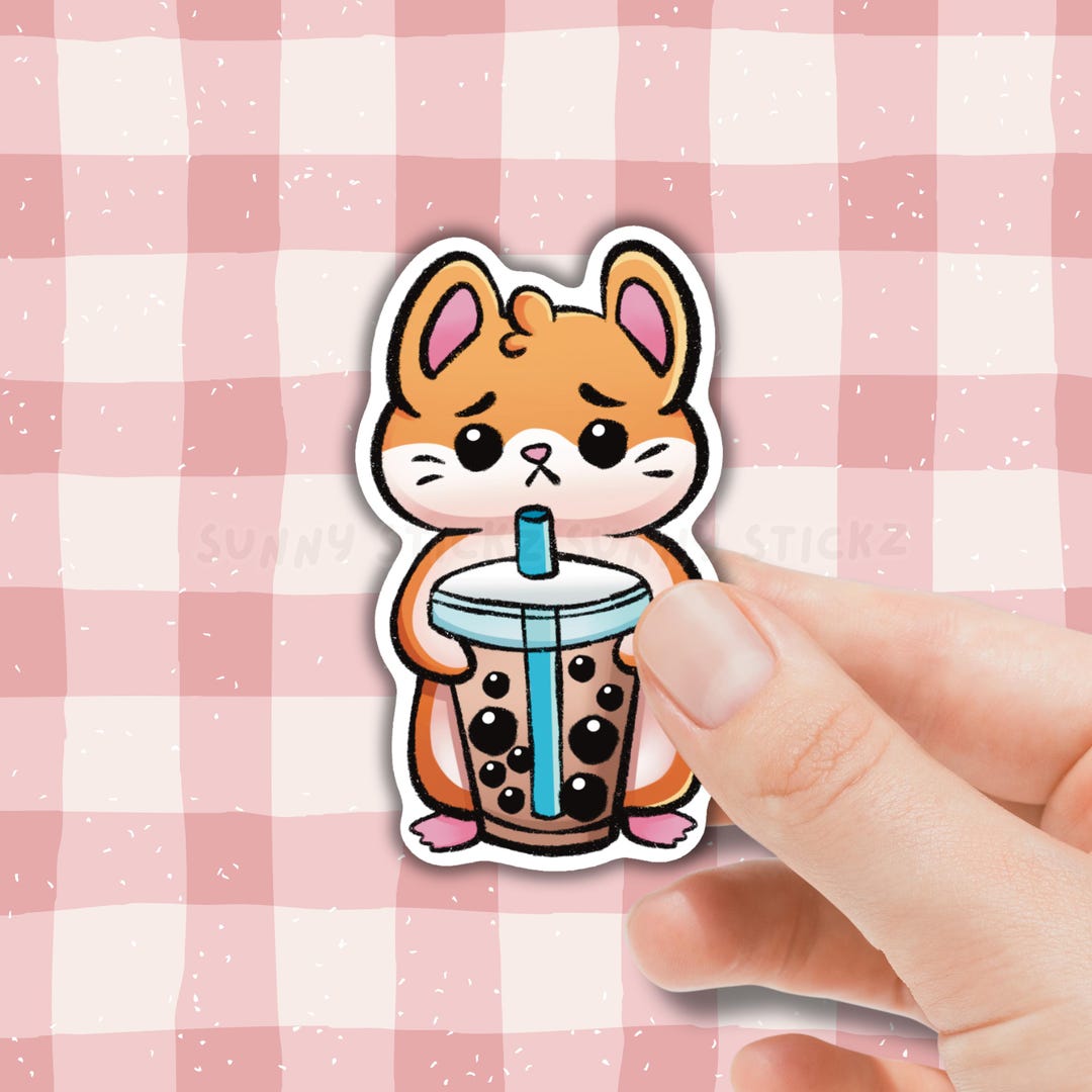 Boba Hamster Sticker - Kawaii Decal - Etsy