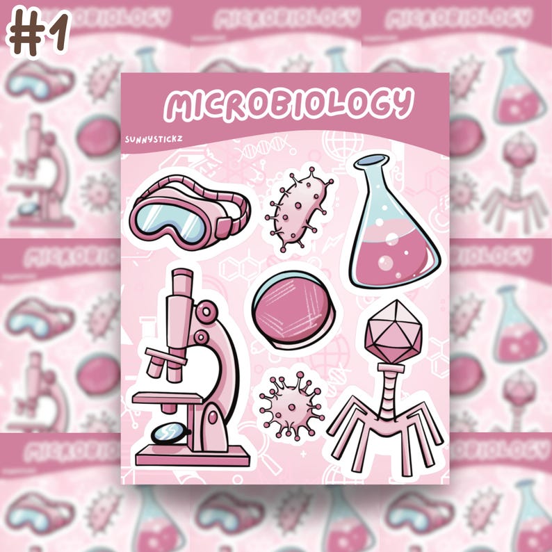 Colorful Microbiology Sticker Sheet for Nursing Students - Choose From ...