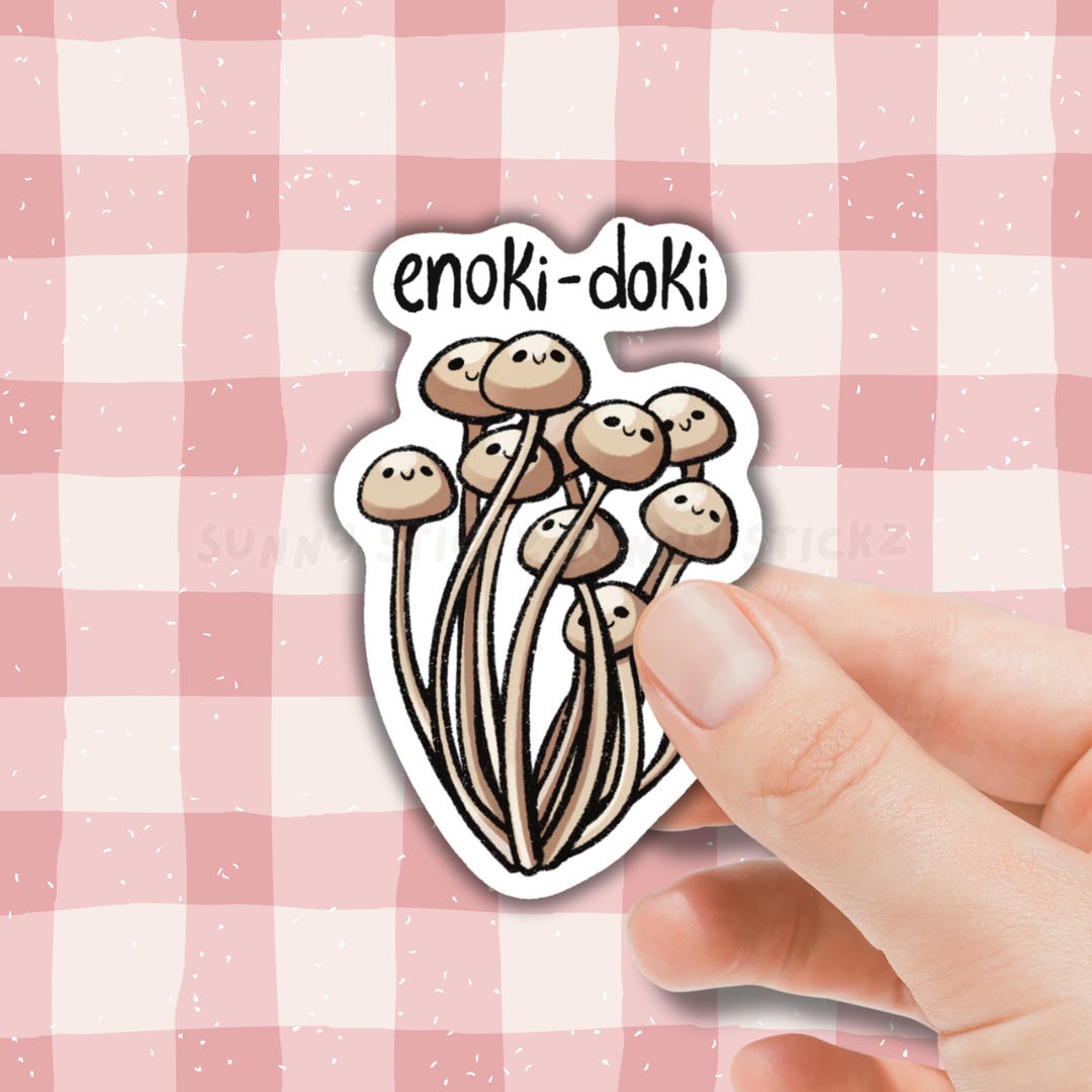 Kawaii Enoki Mushroom Sticker, Funny Sticker, Laptop Decal, Cute ...