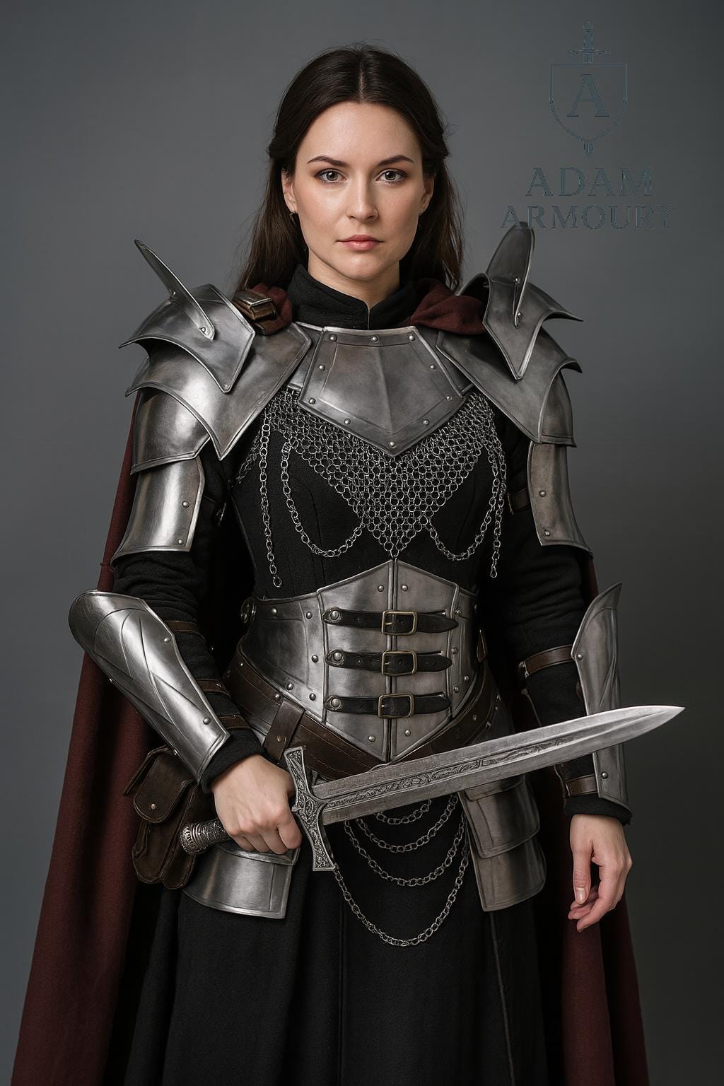 Lady Warrior Half Body Armor Corset, Pauldrons, Gorget & Chainmail ...