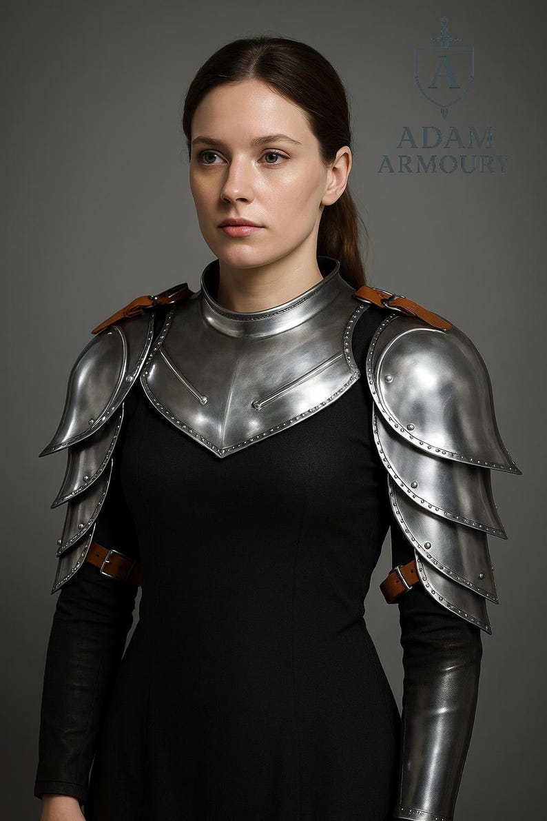Handmade Steel Pauldrons & Gorget Set, 18 Gauge LARP Armor - Etsy